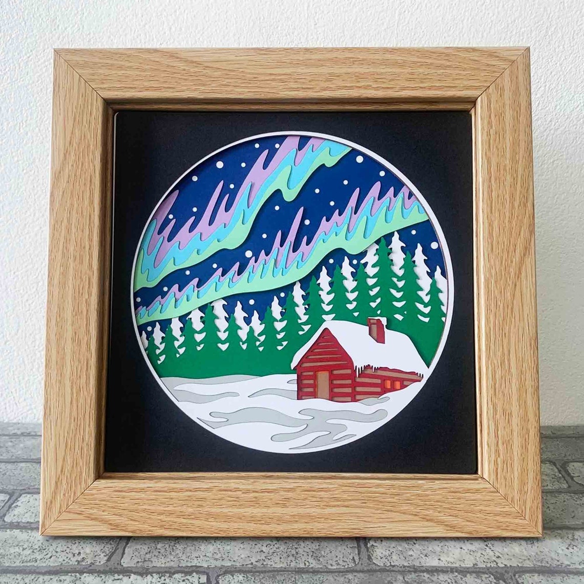 Nordic Winter 3D Shadow Box SVG/ Northern Lights 3D Layered - Etsy