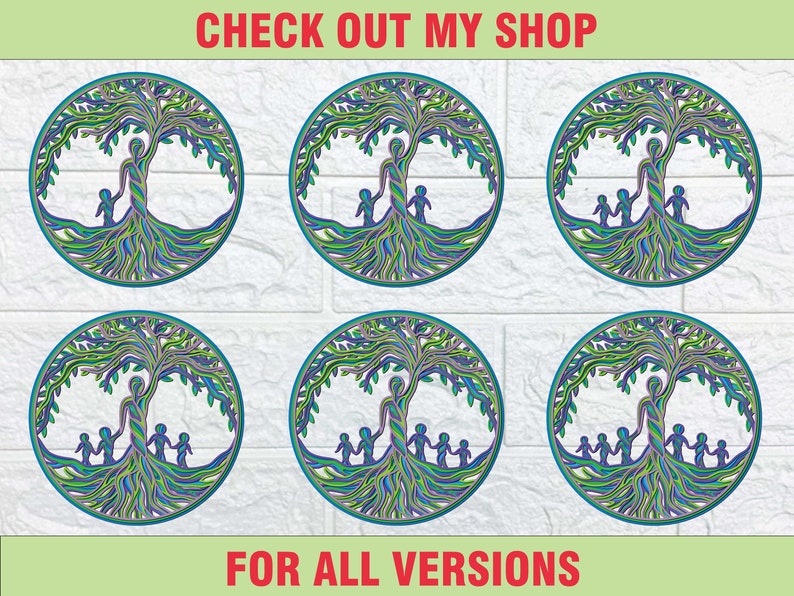 Father Tree of Life Mandala Svg-two Children/ Multilayer SVG - Etsy UK