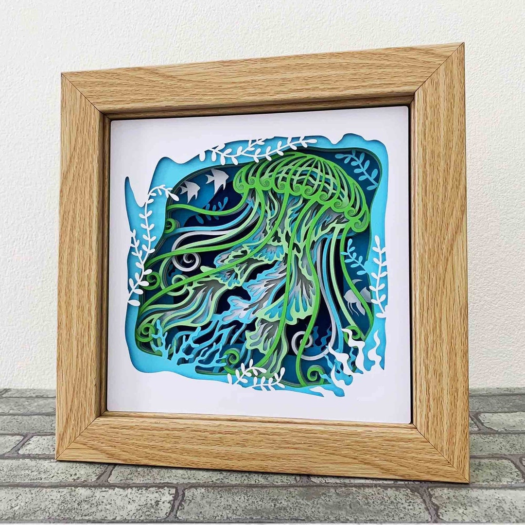 Jellyfish 3D Shadow Box SVG/ Multilayer Jellyfish and the Ocean/ 3D ...