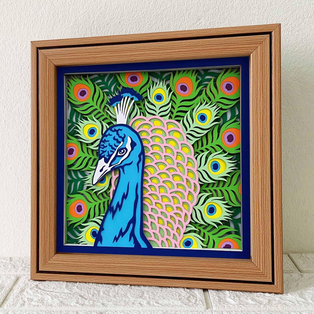 Peacock 3D Shadow Box SVG/ Colorful Peacock Multilayer Papercut/ 3D ...