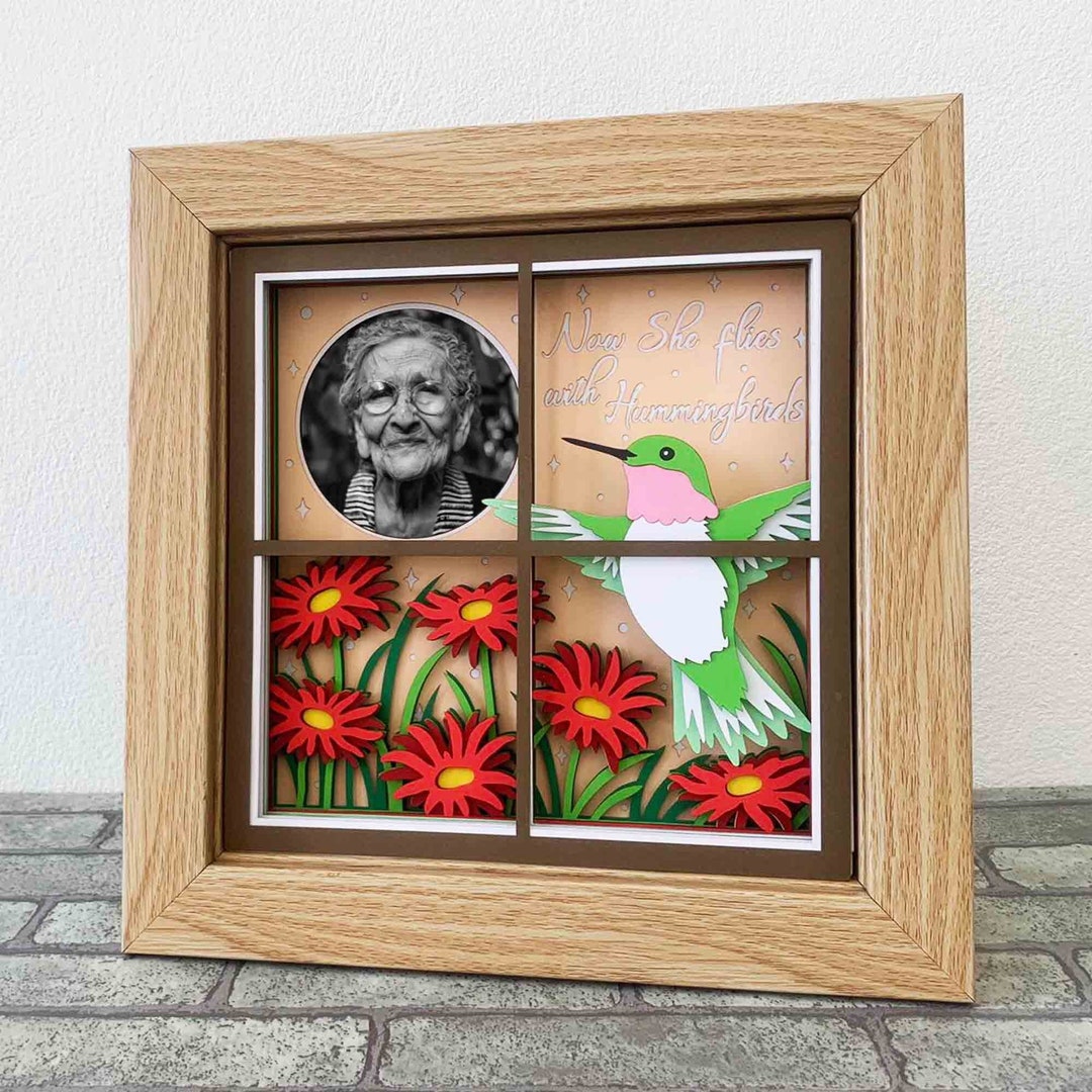 Personalize Hummingbird Memorial Shadow Box SVG / Now She Flies With ...