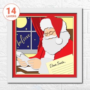 Santa Reading Letters Shadow Box SVG/ Christmas Decoration/ Christmas ...