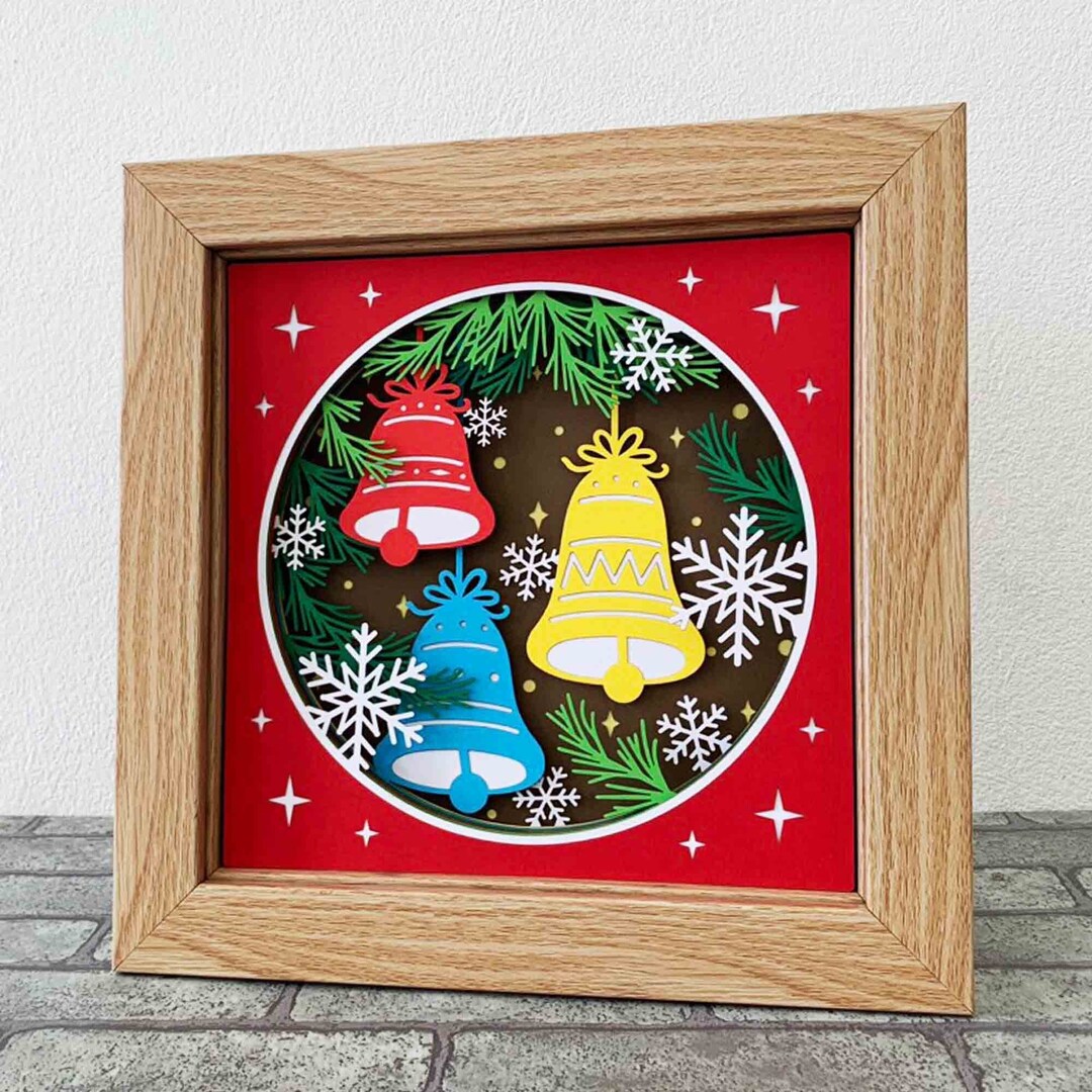 Christmas Bells 3D Layered SVG/ 3D Christmas Shadow Box SVG/ Christmas ...