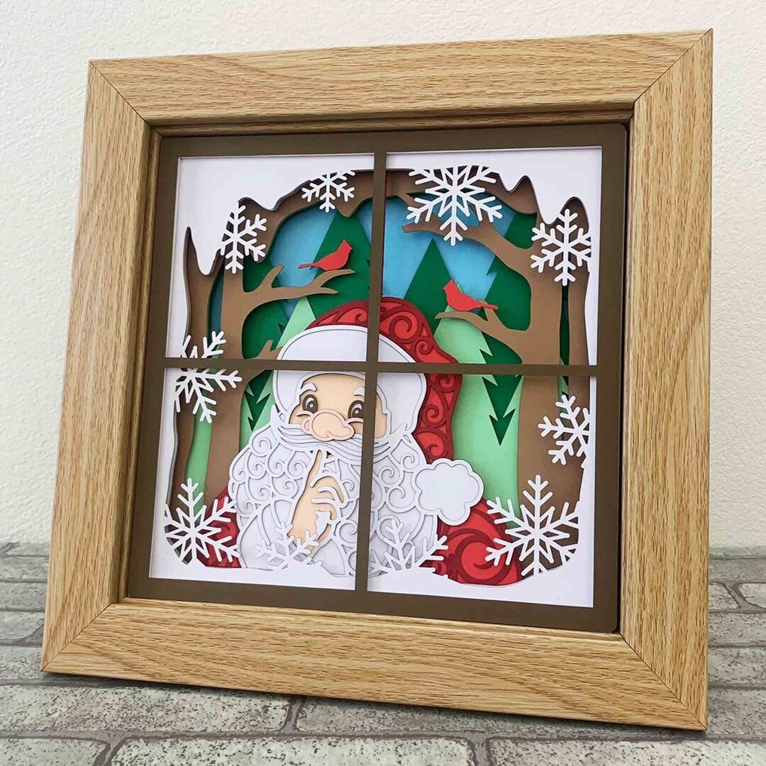 3D Santa at the Window Shadow Box SVG/ Christmas Home Decoration/ Santa ...