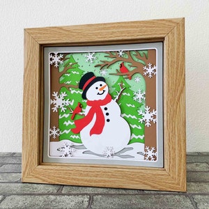 Snowman and Cardinals Shadow Box SVG/ Christmas Home Decor/ Winter ...