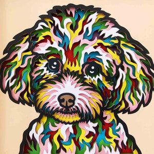 Colorful Poodle Shadow Box SVG, Layered Cardstock Dog Art (digital ...