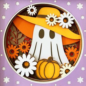 Cute Fall Ghost 3D Shadow Box SVG/ Welcome Fall Layered Cardstock/ Cute ...