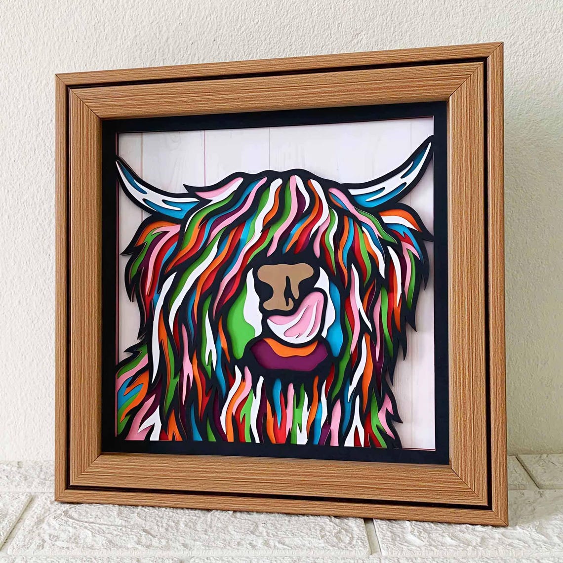 3D Layered Highland Cow SVG Bundle/ Colorful Cow Wall Art/ Multicolor ...