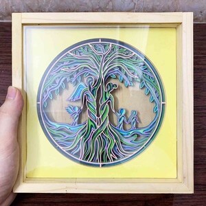 Family Tree Shadow Box SVG Custom Design/ Family Tree Mandala/ 3D SVG ...