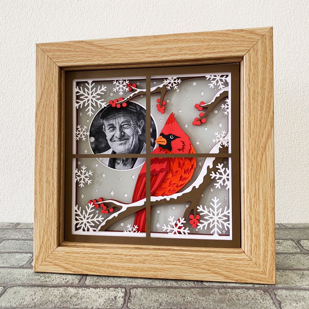 Personalize Cardinal Memorial Shadow Box SVG / Cardinal at Window ...