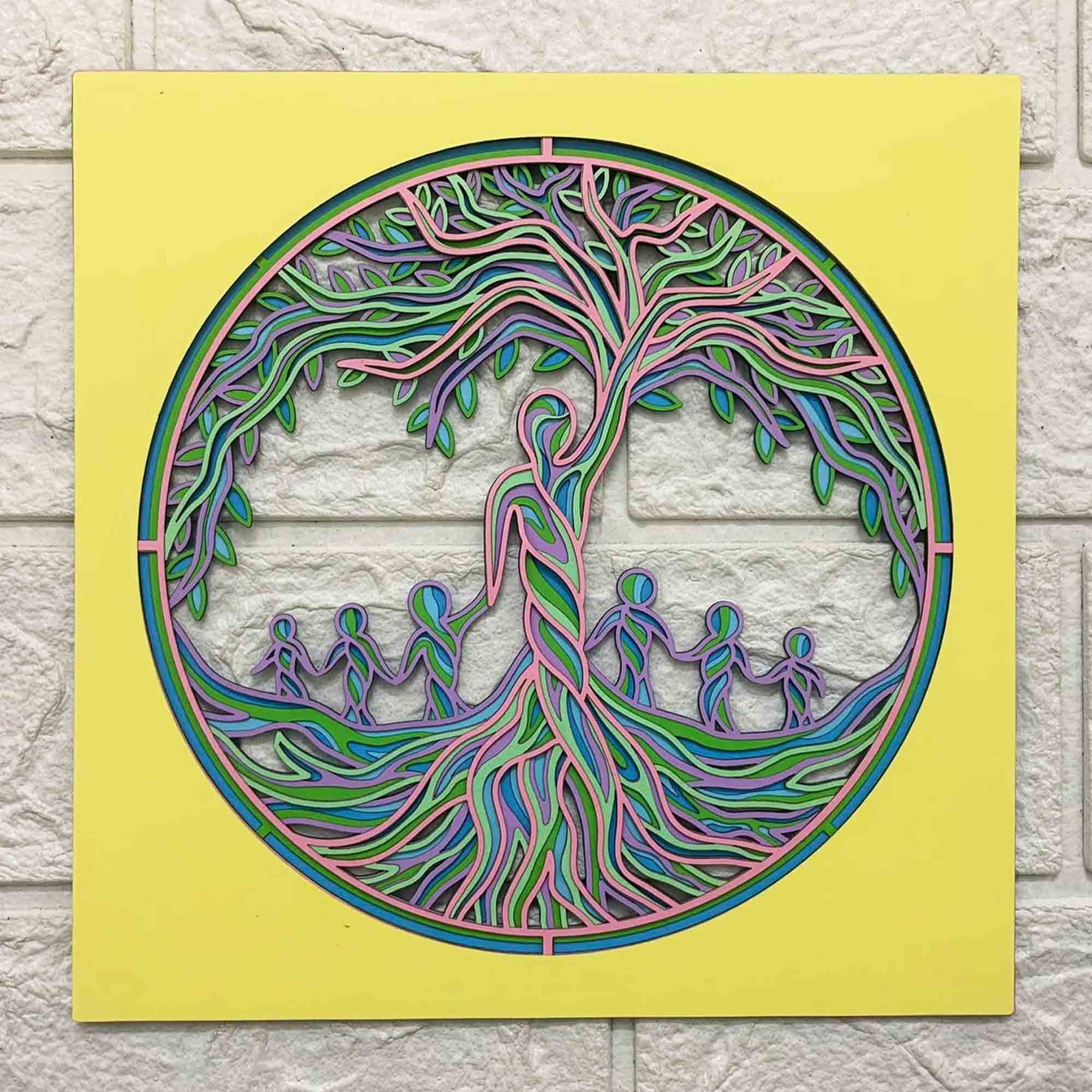 Father Tree of Life Mandala Svg-two Children/ Multilayer SVG - Etsy UK