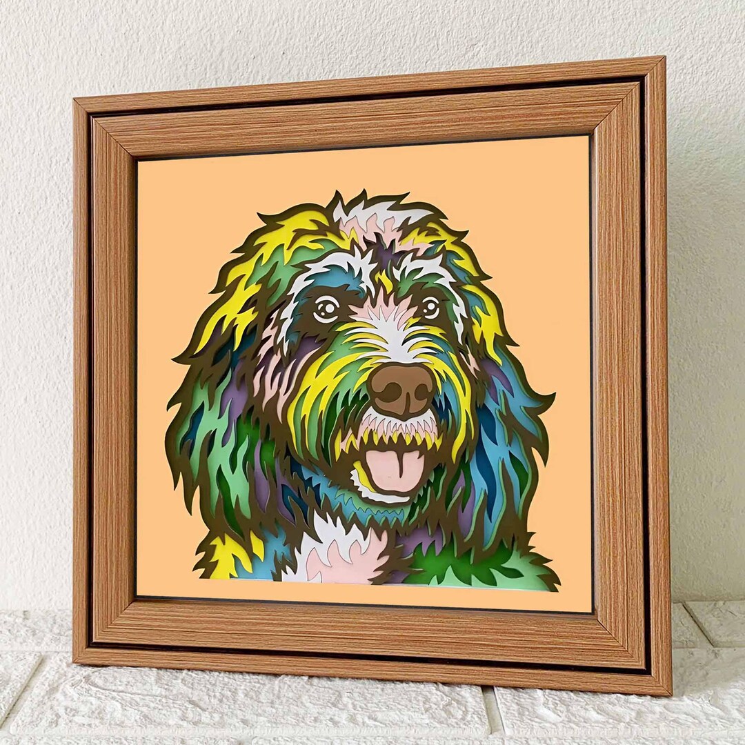 Cockapoo 3D Shadow Box SVG/ Colorful Dog 3D Mandala/ 3D Dog Papercut/ Cockapoo Dog Cardstock ...