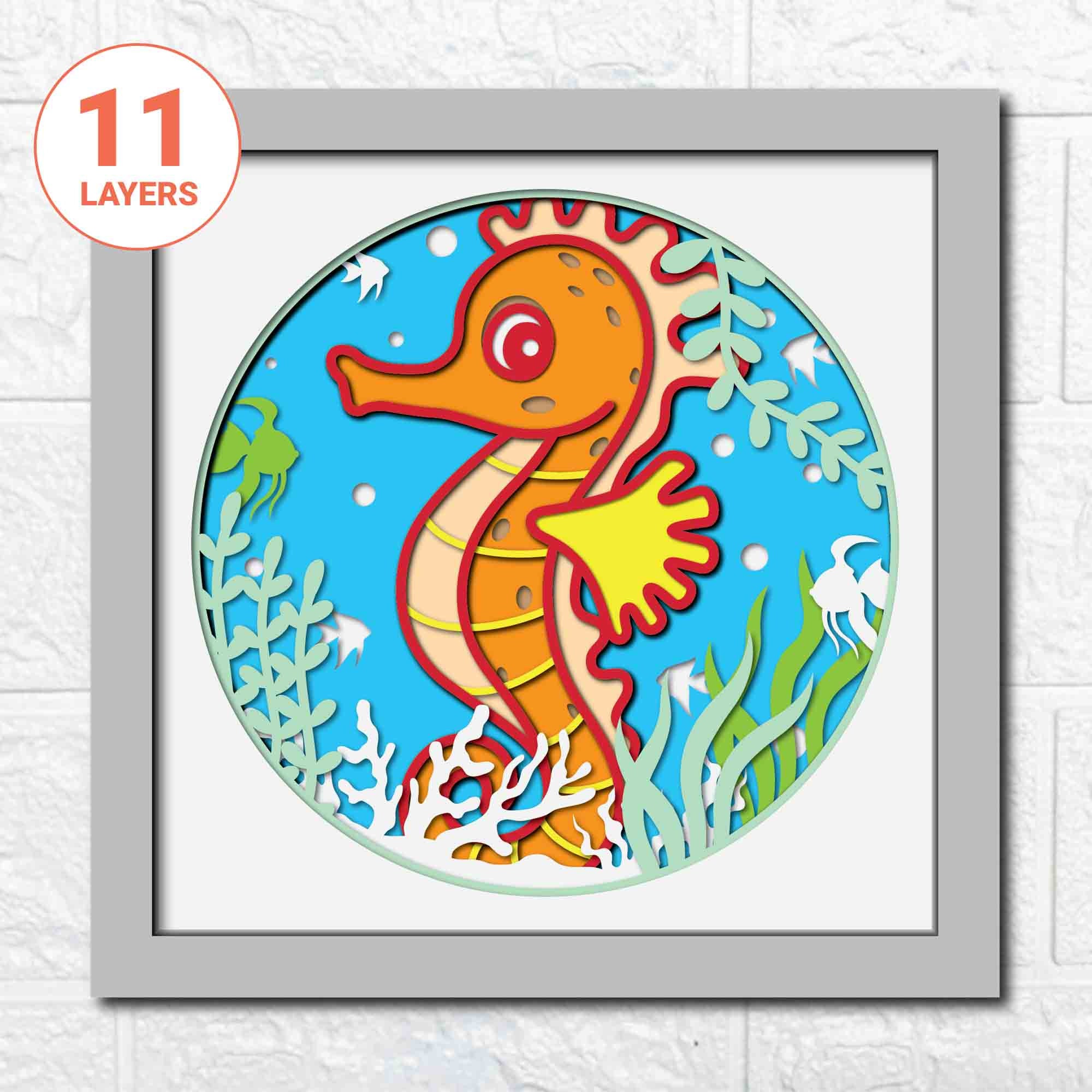 Seahorse Shadow Box SVG/ 3D Animal SVG/ Nursery Room Decor/ - Etsy México