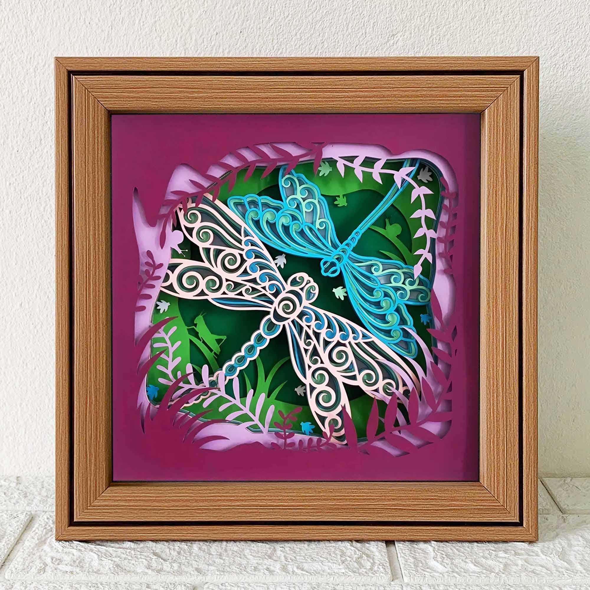 Dragonflies 3D Shadow Box SVG/ Multilayer Dragonfly Mandala/ 3D Layered ...
