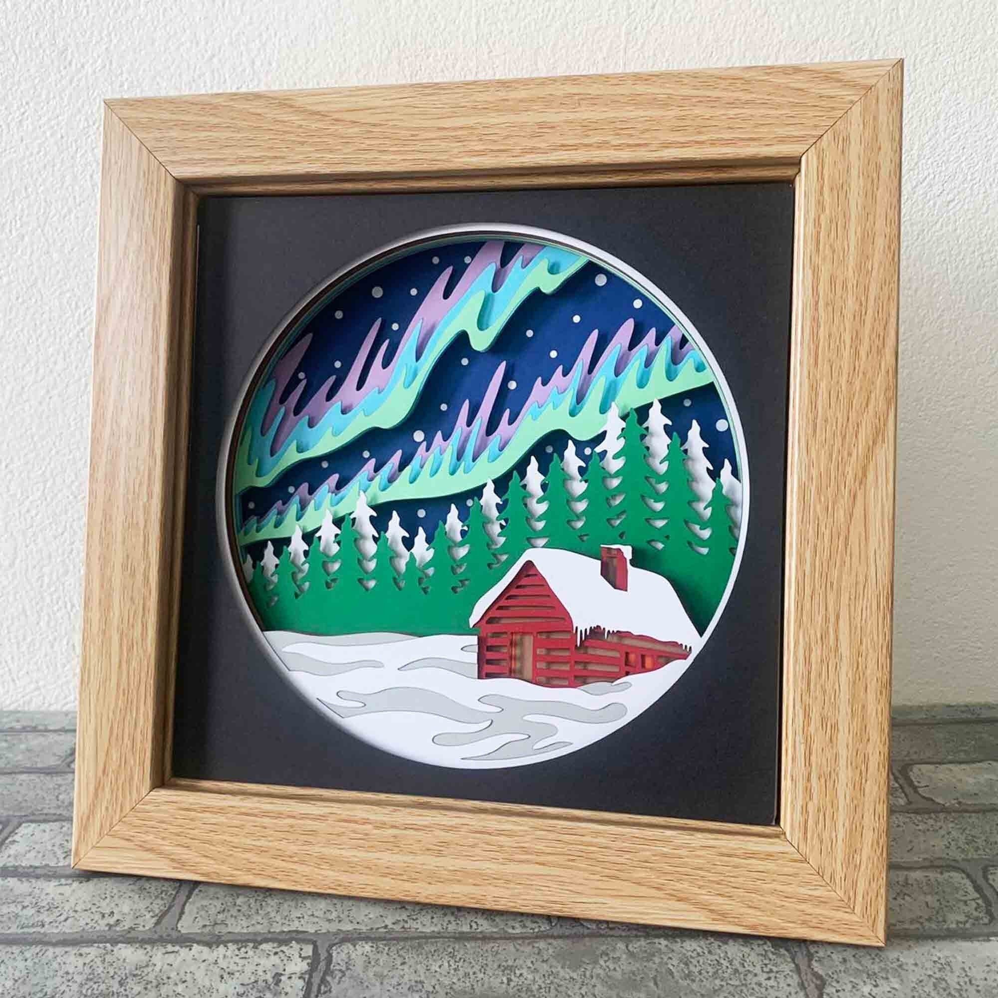 Nordic Winter 3D Shadow Box SVG/ Northern Lights 3D Layered - Etsy