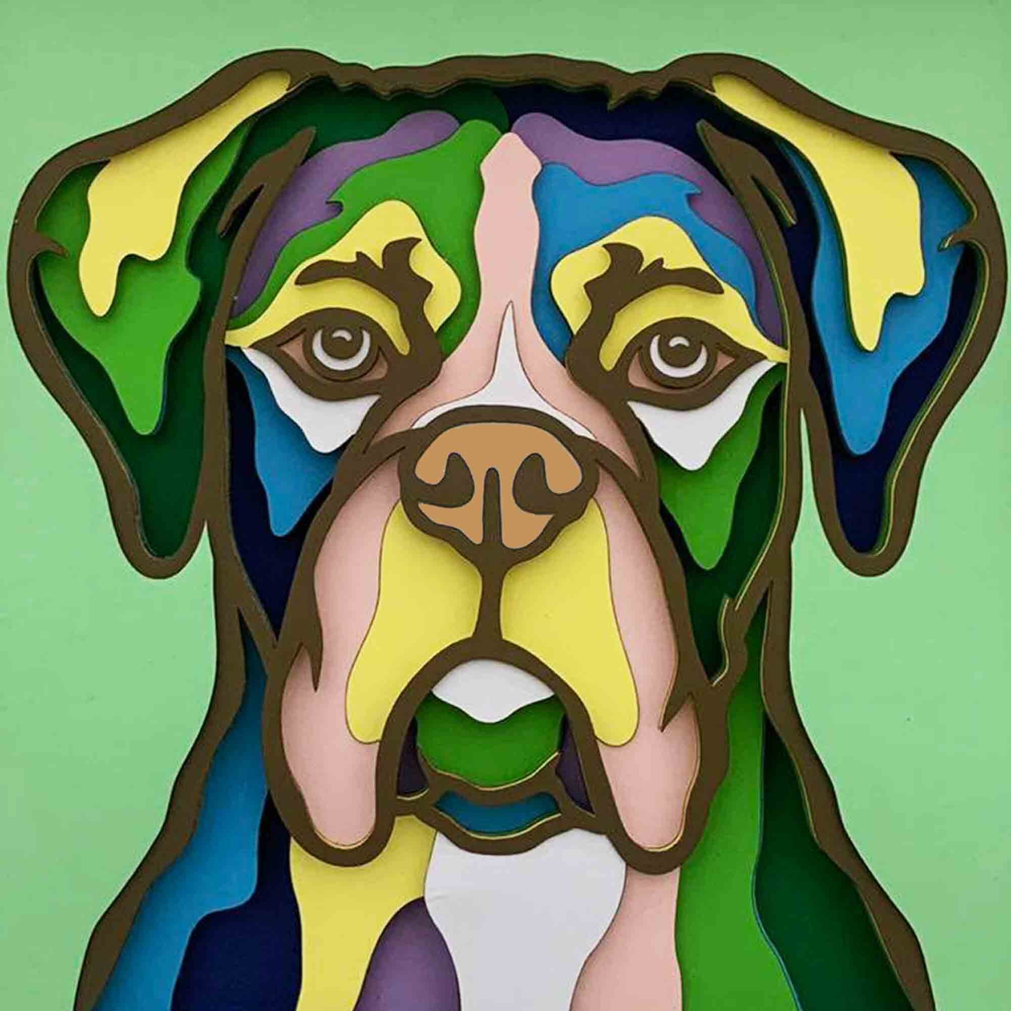 Colorful Boxer Dog 3D Layered Svg/boxer Dog Shadow Box/ Dog - Etsy