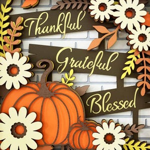 Pumpkin Fall Sign 3D Shadow Box SVG/ Thankful Grateful Blessed ...