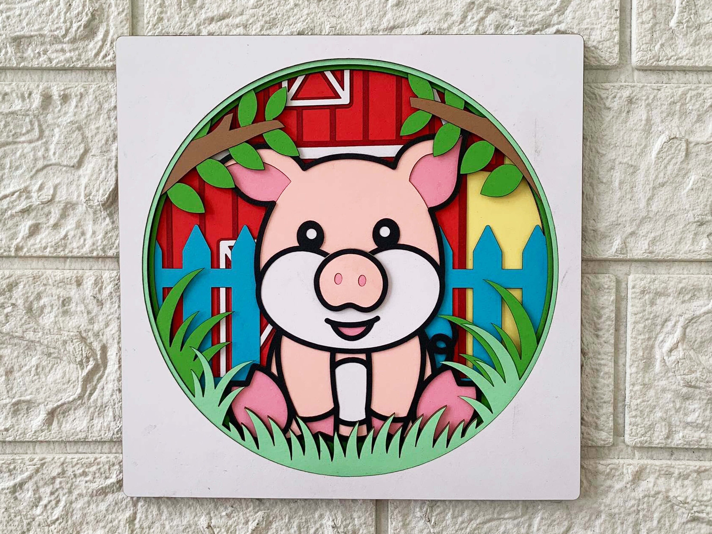 Pig Shadow Box SVG/ Farm Animal Papercut/ Nursery Room Decor/ - Etsy