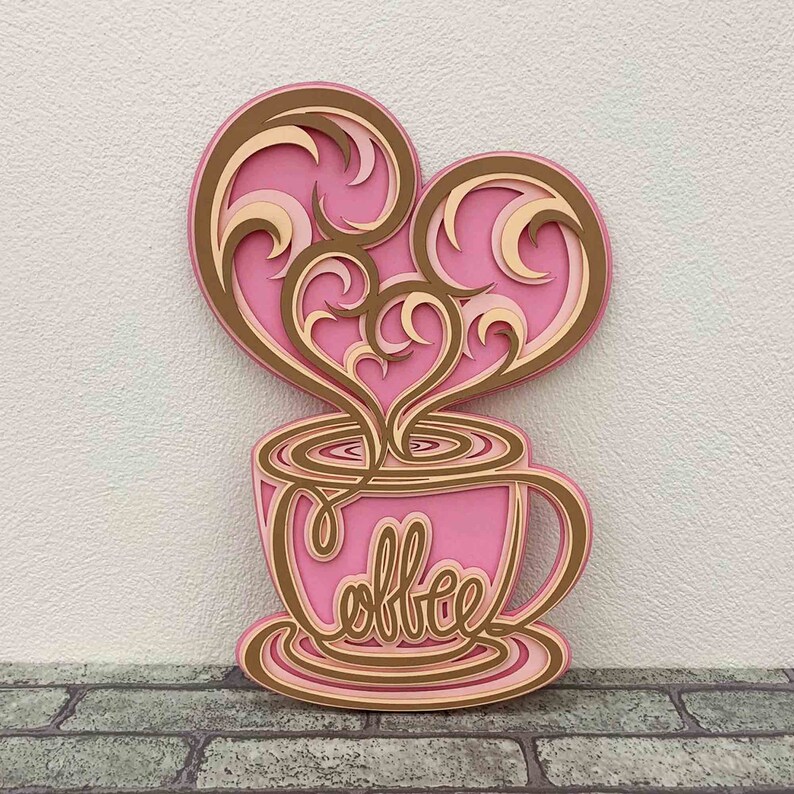 Coffee Cup With Heart Mandala SVG/ Multilayer for Laser/ - Etsy