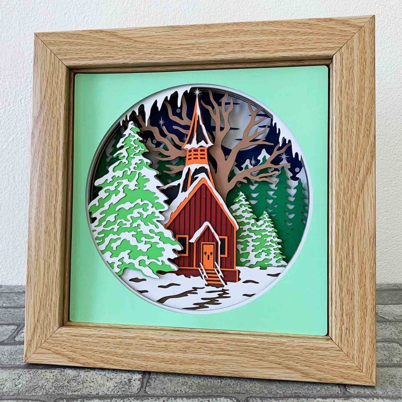 Rustic Church 3D Shadow Box SVG/ Church Christmas Cricut - Etsy