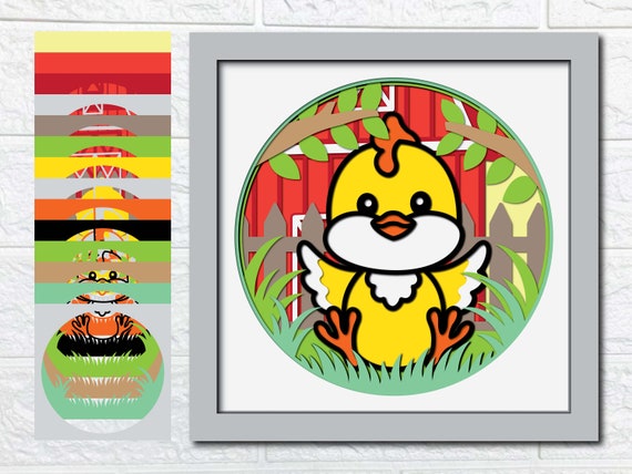 Chicken Shadow Box SVG/ Farm Animal Cricut/ Nursery Room - Etsy