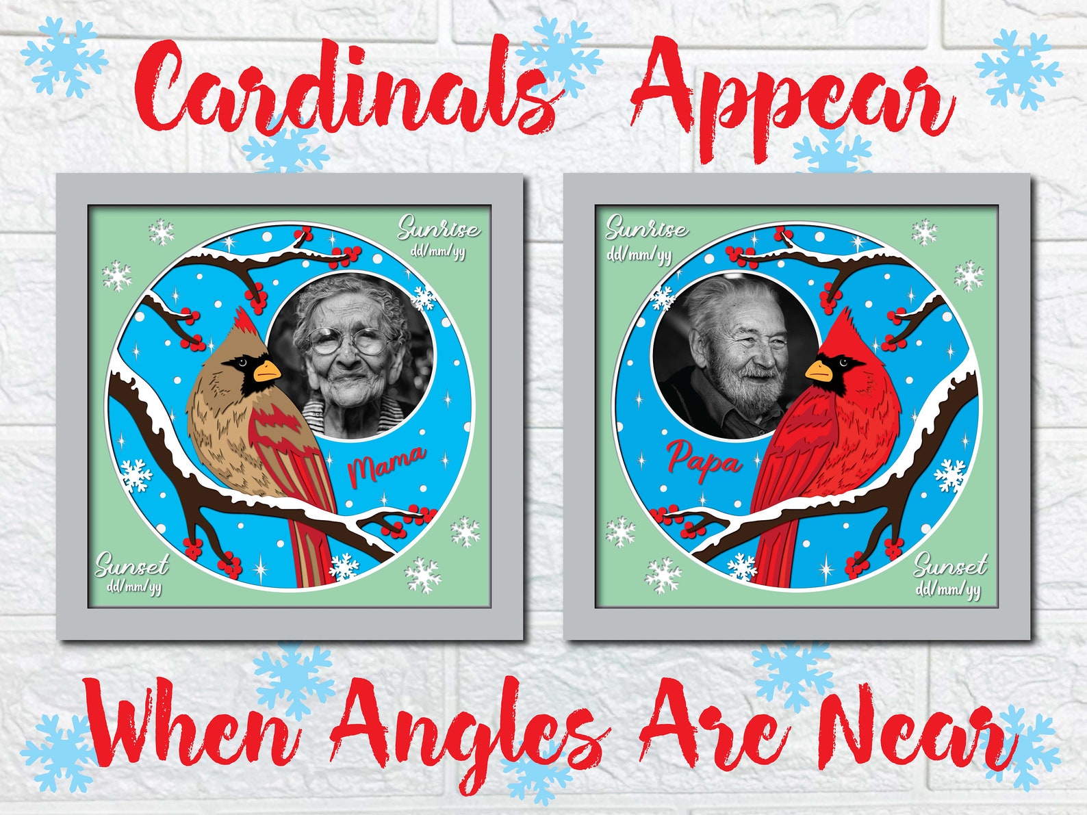 3D Cardinal Memorial SVG Female Cardinal/ Personalized - Etsy