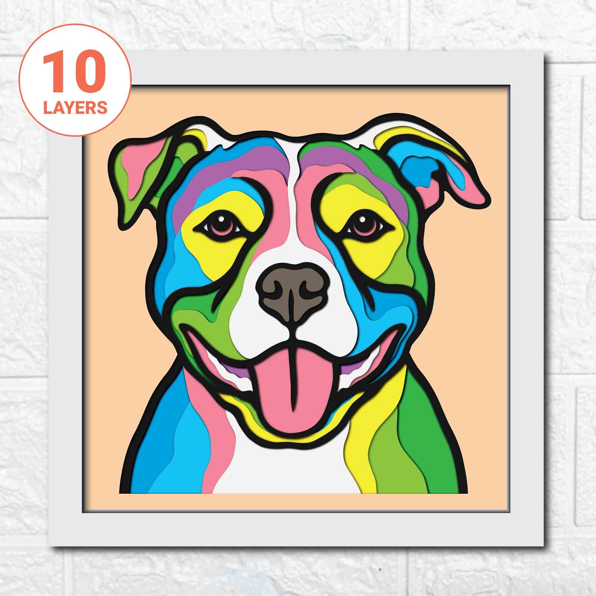 Staffordshire Terrier 3D Shadow Box SVG, Layered Dog Papercut Art ...