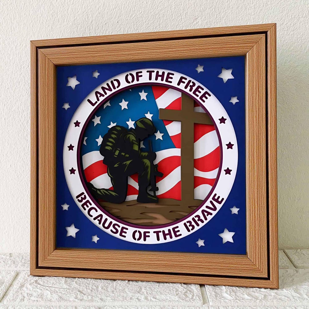 Fallen Soldier 3D Shadow Box SVG/ Veteran Memorial Papercut/ Patriotic ...
