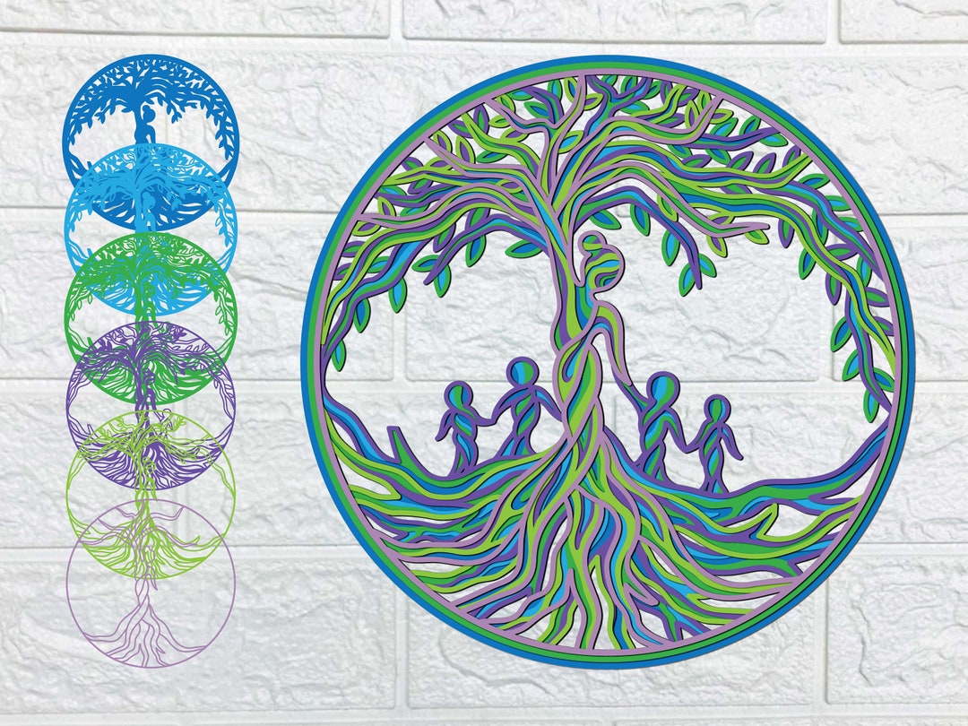 Mom of Four 3D Mandala SVG/ Mother Tree of Life Mandala/ Multilayer ...