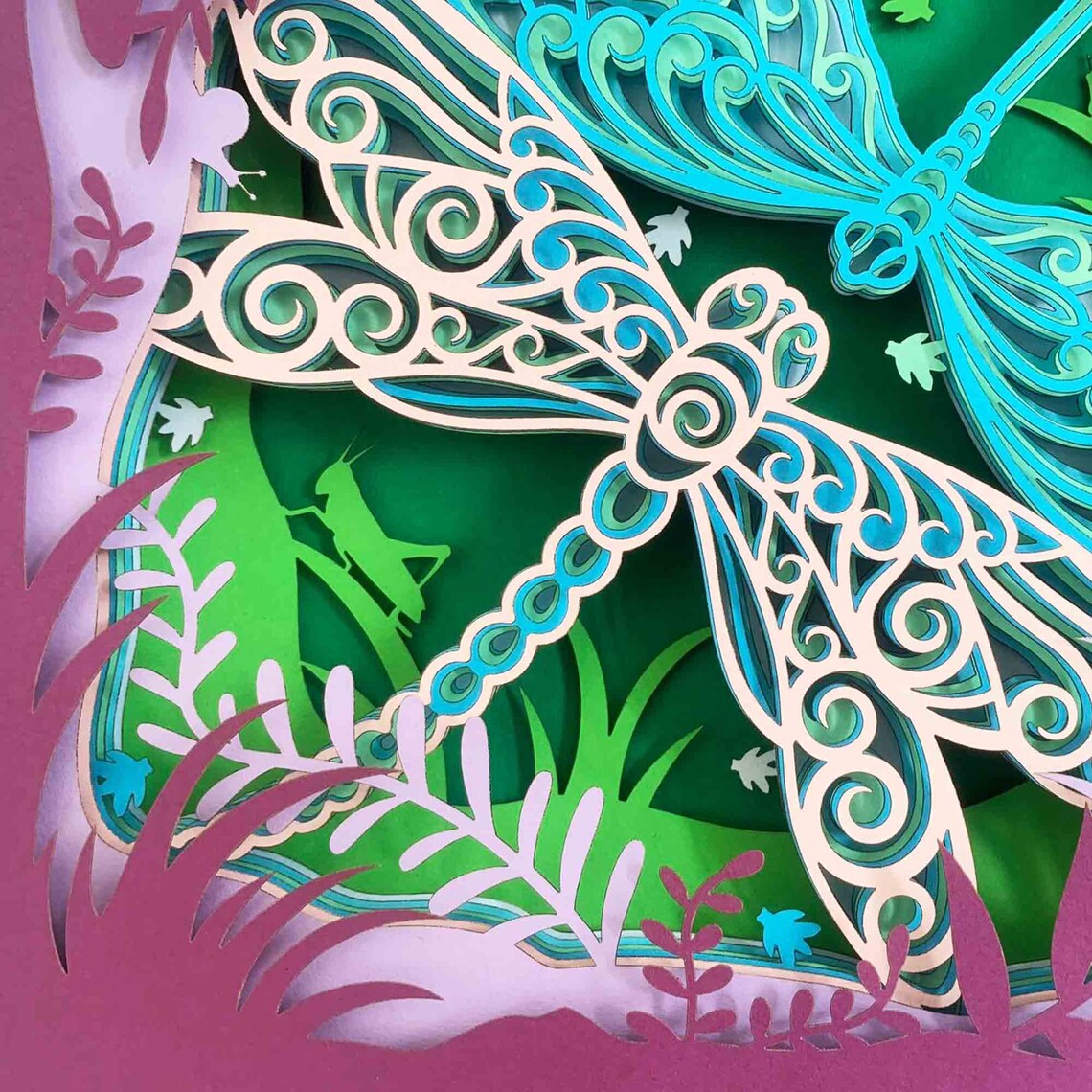 Dragonflies 3D Shadow Box SVG/ Multilayer Dragonfly Mandala/ - Etsy