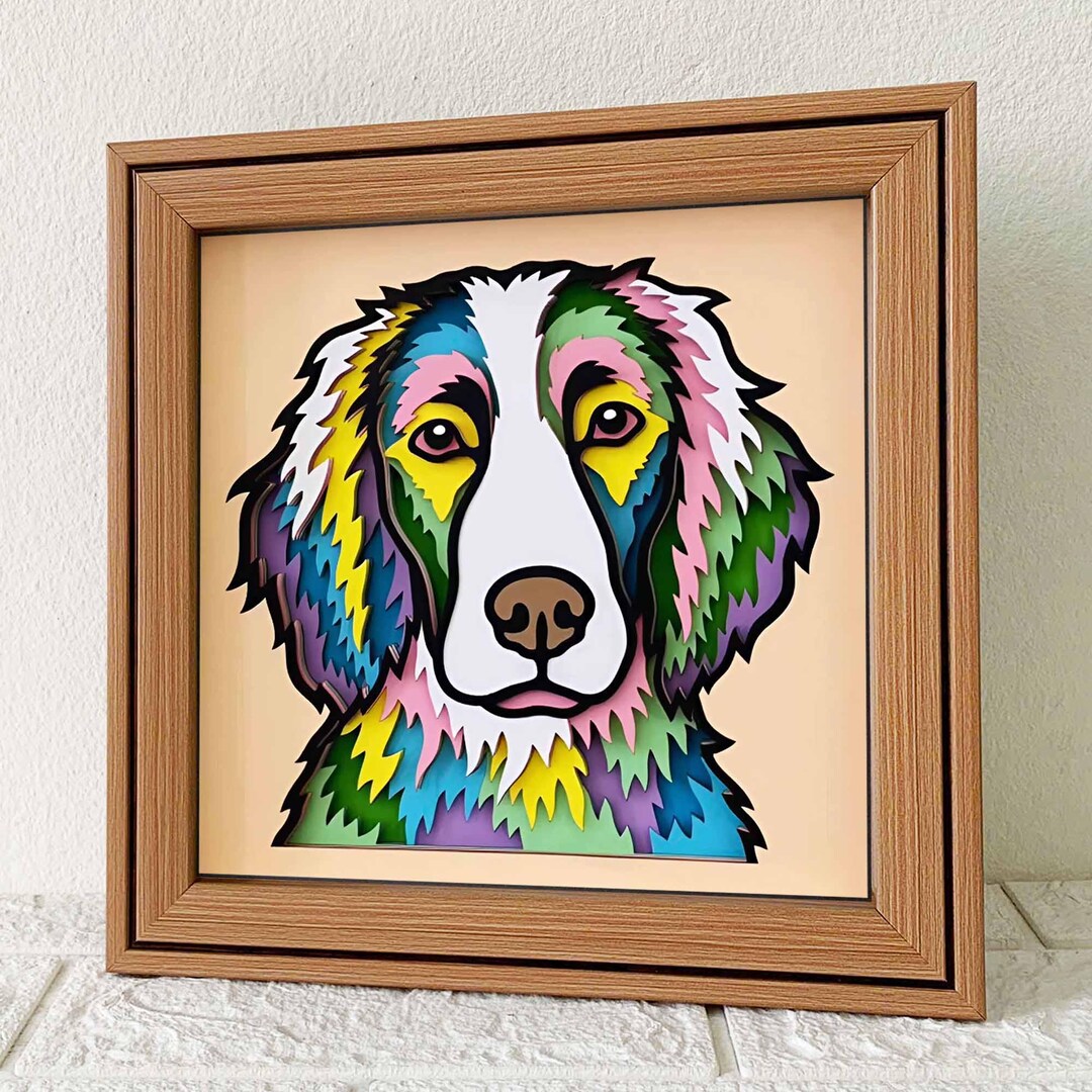 Brittany Spaniel Layered SVG for Cardstock/ 3D Dog Shadow Box/ Colorful ...