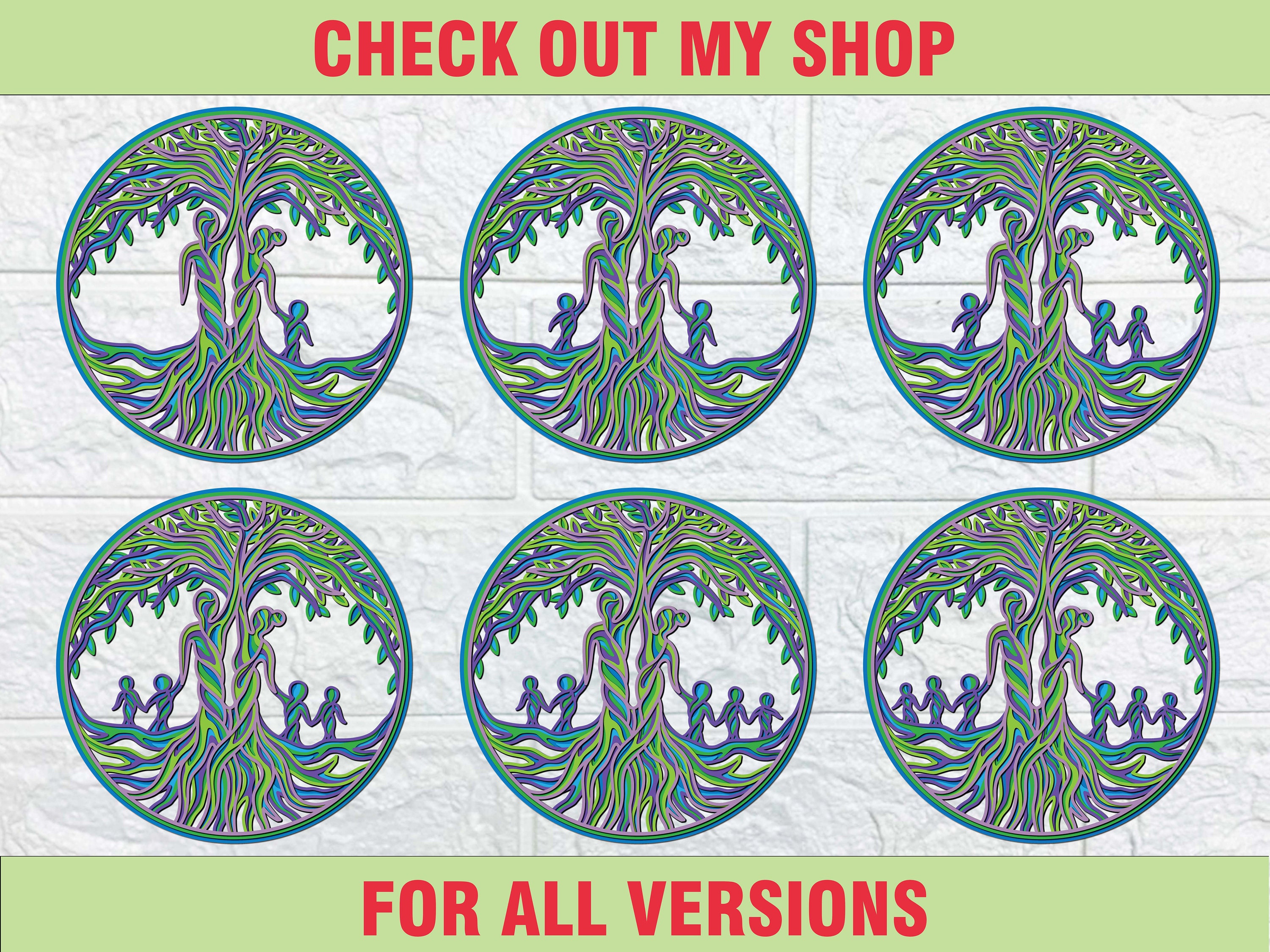 Family Tree of Life 3D Mandala SVG two Children/ Family Home - Etsy UK