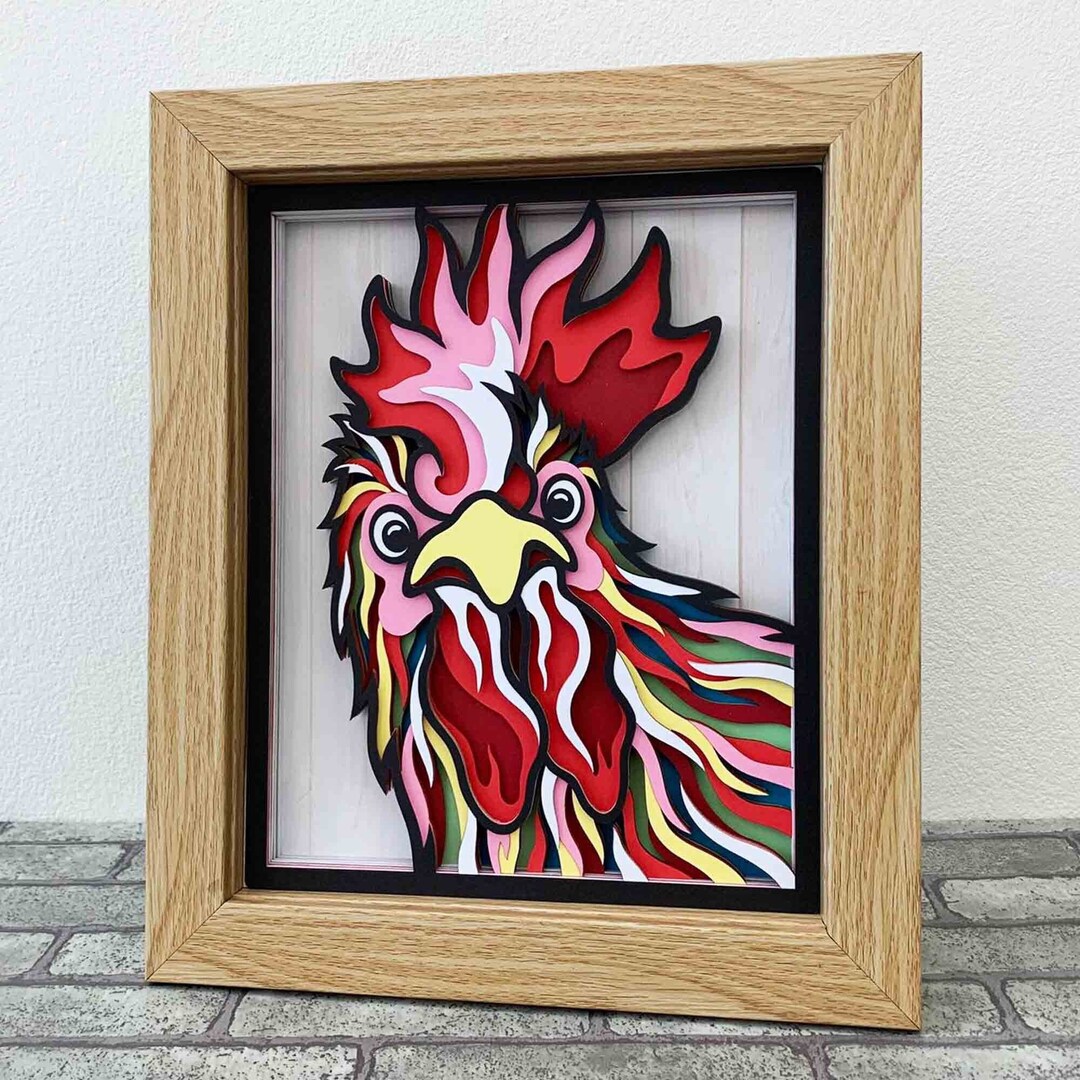Peeking Rooster 3D Layered SVG for Cardstock/ Colorful Chicken ...