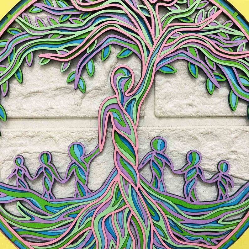 Father Tree of Life Mandala Svg-two Children/ Multilayer SVG - Etsy UK