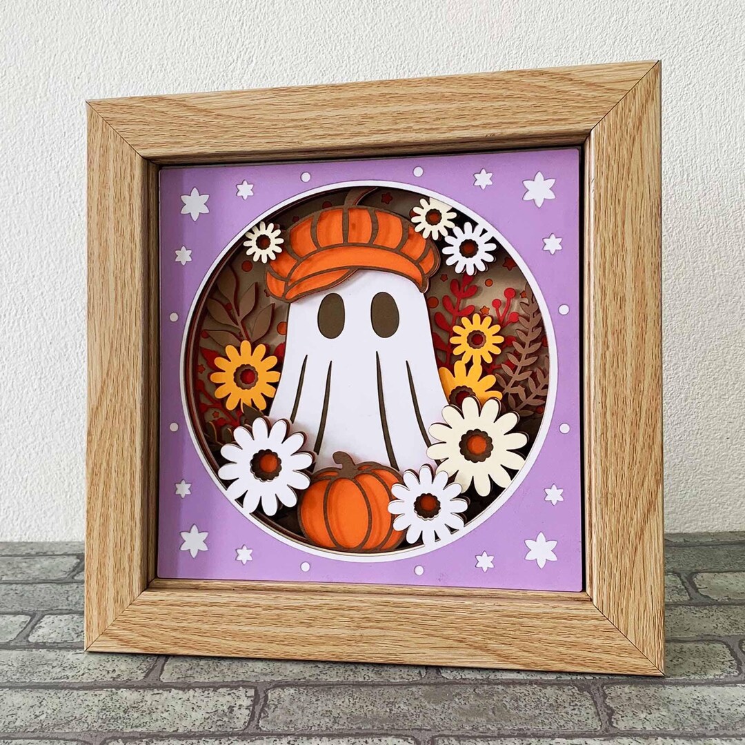 Cute Fall Ghost 3D Shadow Box SVG/ Welcome Fall Layered Cardstock/ Cute ...