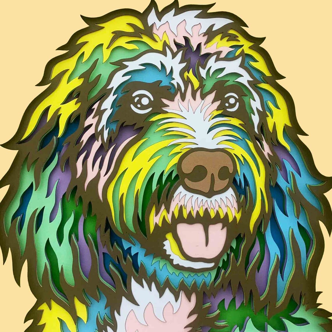 Cockapoo 3D Layer SVG/ Colorful Dog 3D Mandala/ 3D Dog Shadow - Etsy Canada