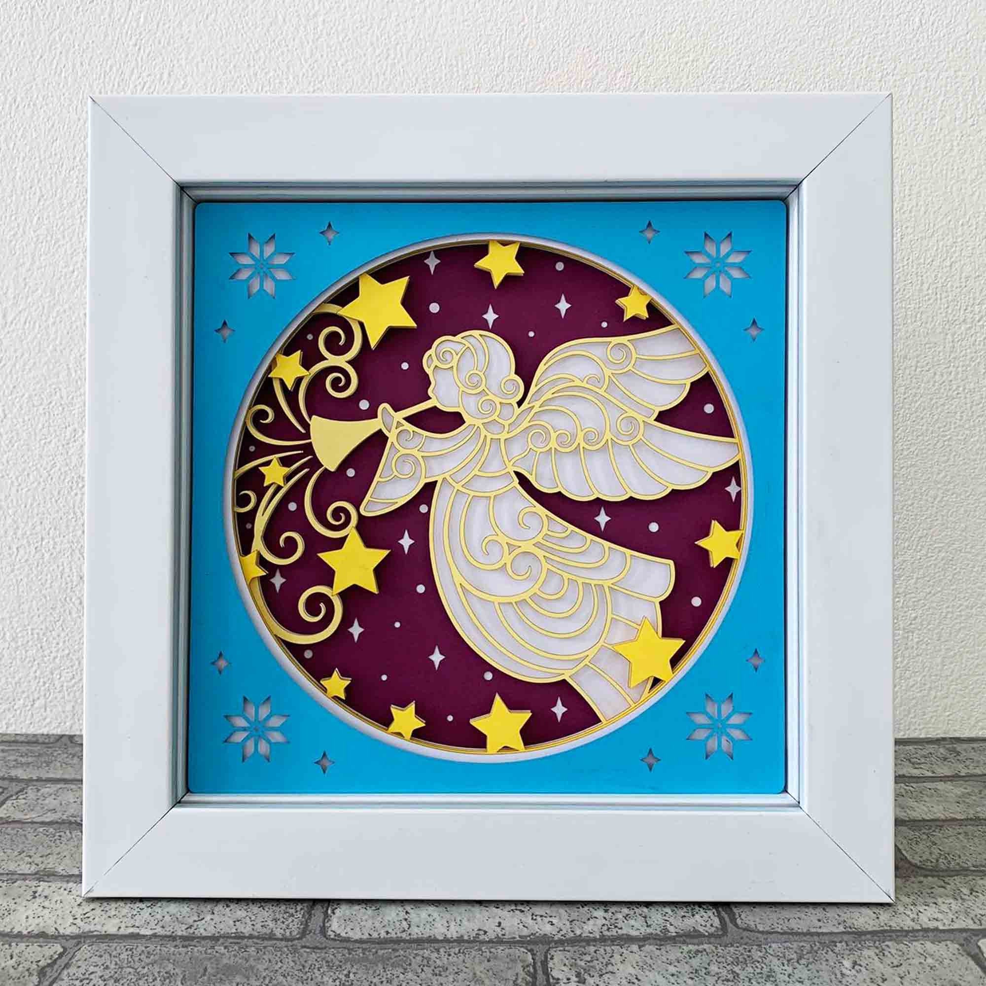 3D Christmas Angel Shadow Box SVG/ Angel Trumpet 3D Layered - Etsy