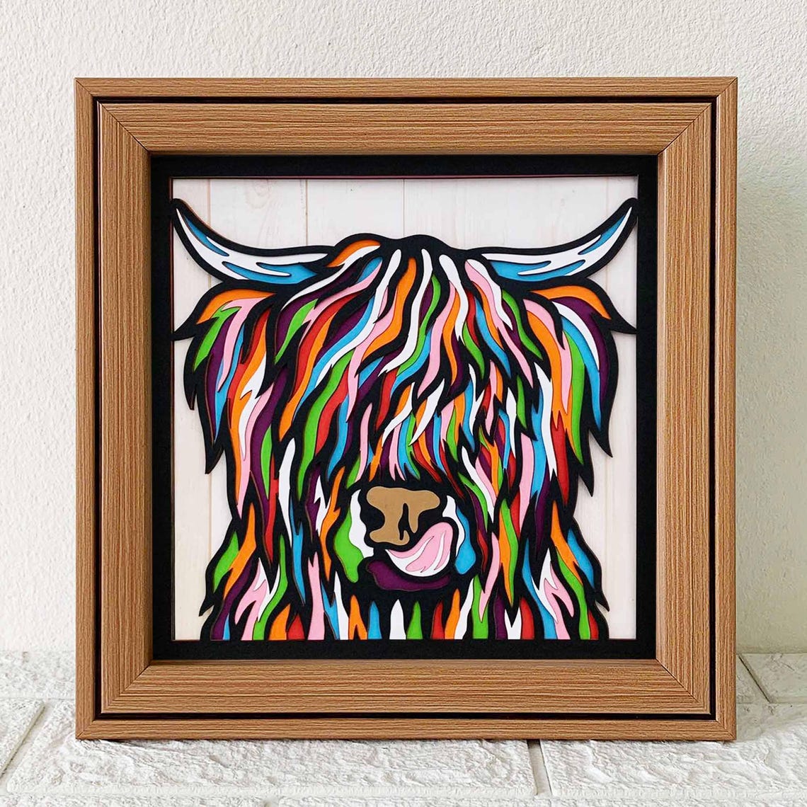 3D Layered Highland Cow SVG Bundle/ Colorful Cow Wall Art/ Multicolor ...
