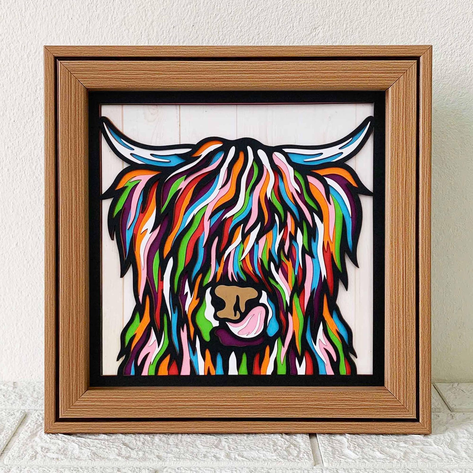 3D Layered Highland Cow SVG Bundle/ Colorful Cow Wall Art/ Multicolor ...