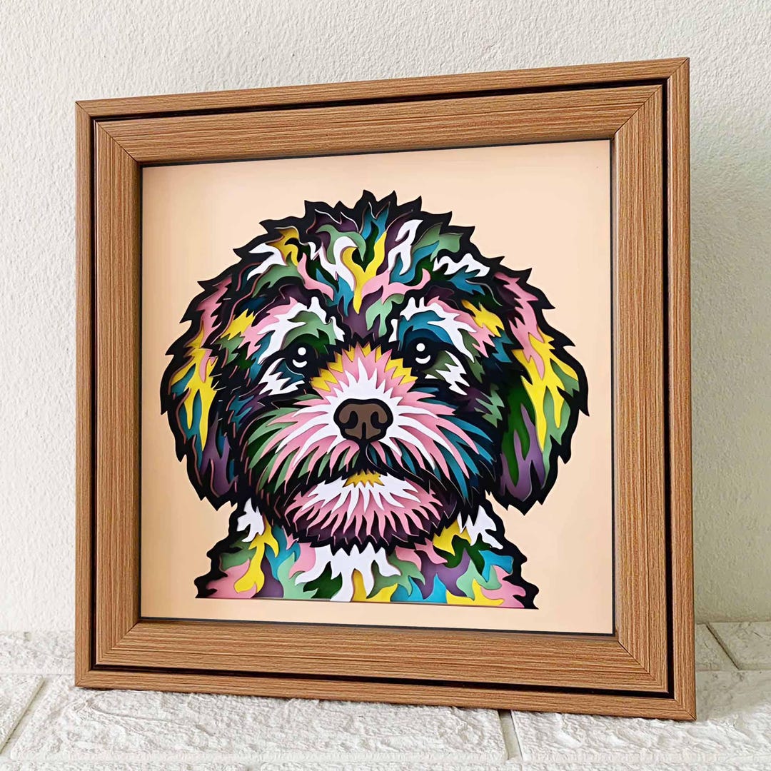 Cavapoo 3D Shadow Box SVG/ 3D Layer Cavoodle Papercut/ Colorful Dog ...