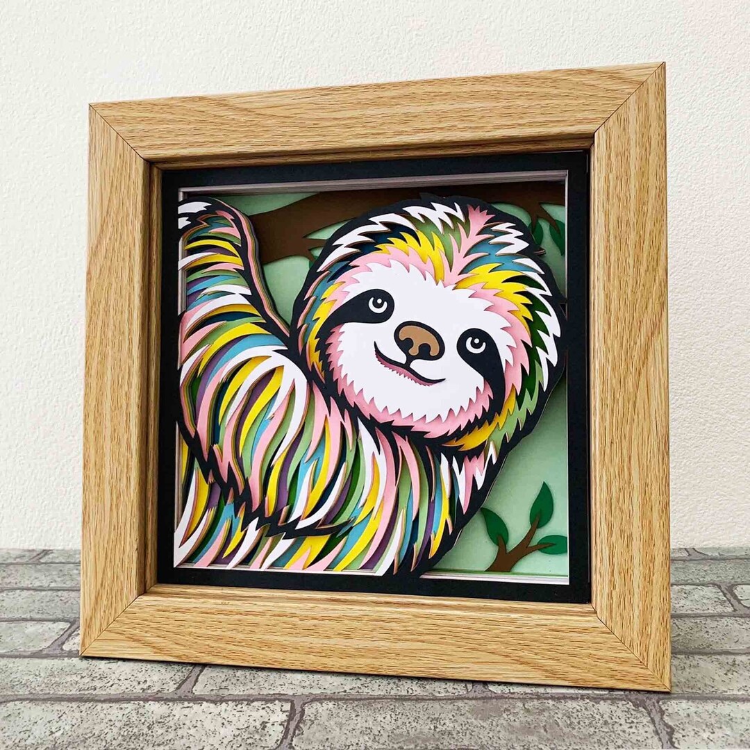 Sloth 3D Layered SVG for Cardstock/ Colorful Sloth Multilayer Cardstock ...