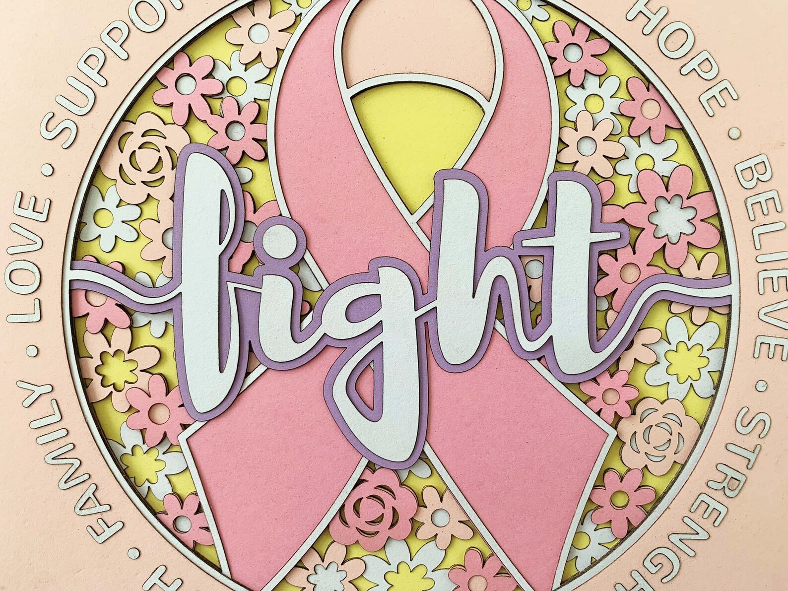 Cancer Awareness Shadow Box SVG/ Fight Cancer 3D Layer SVG/ - Etsy