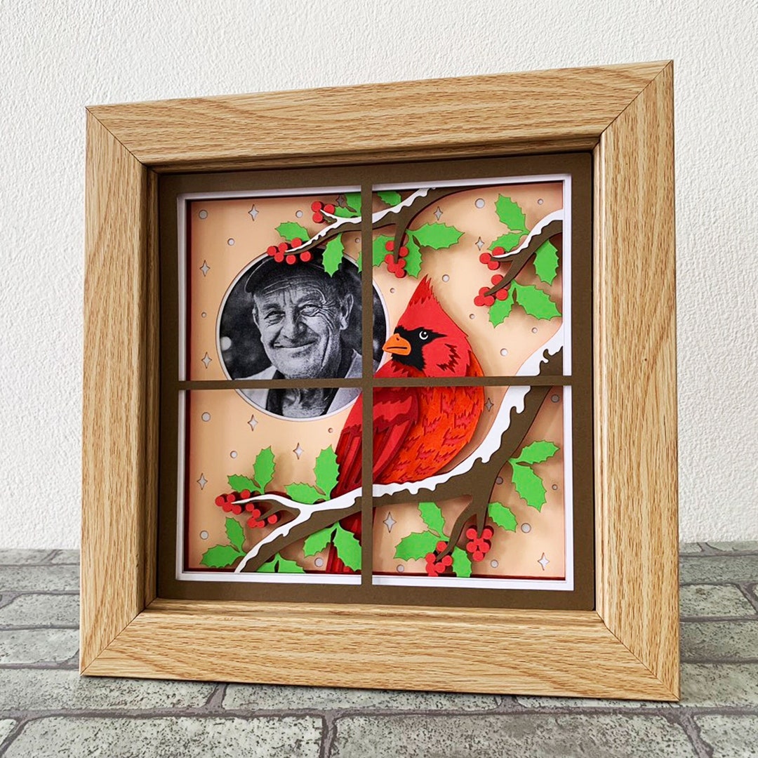Personalize Cardinal Memorial Shadow Box SVG / Cardinal at Window ...