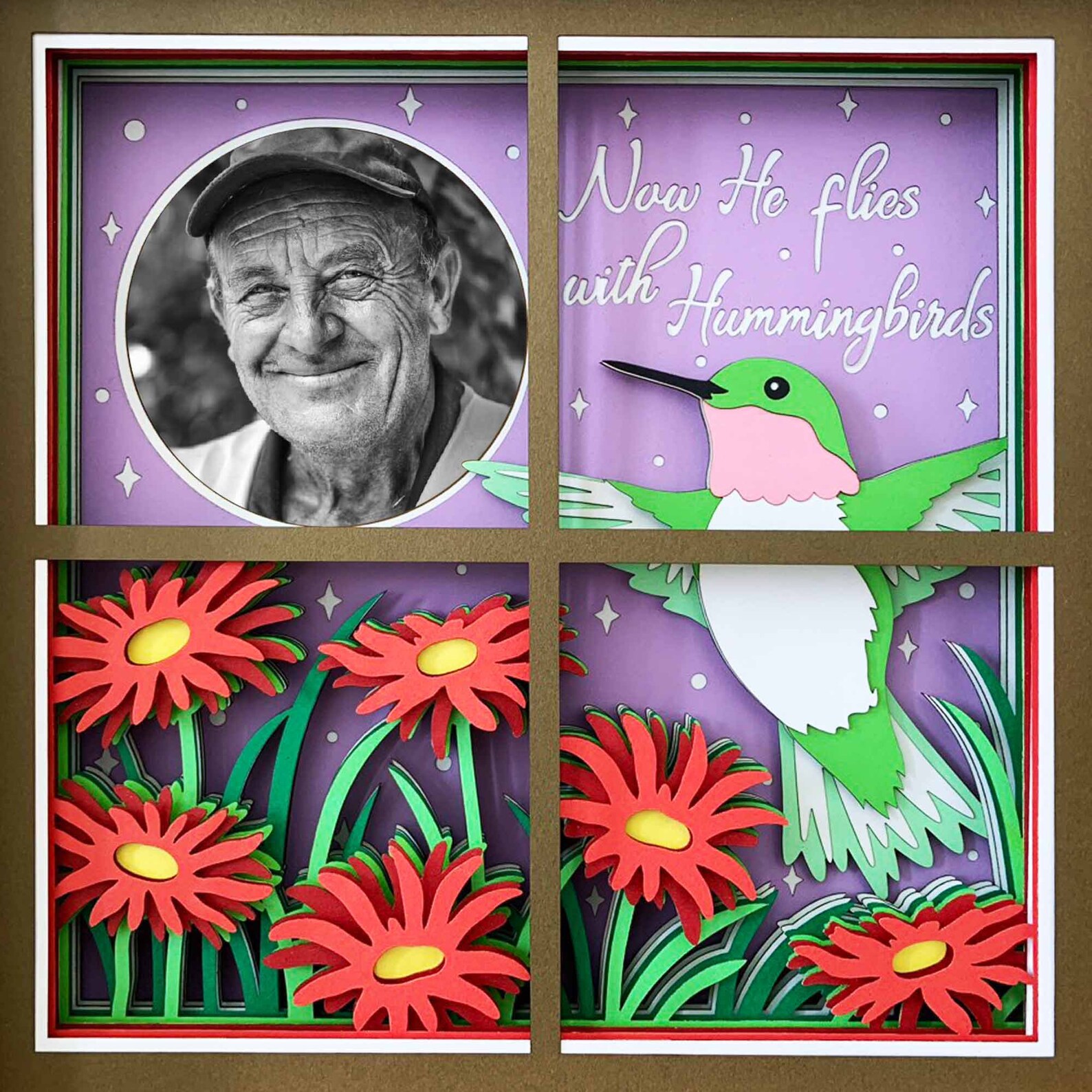 Personalized Hummingbird Memorial Shadow Box SVG, Cricut Silhouette ...