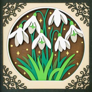 Snowdrop 3D Shadow Box SVG/ 3D Papercut Art Snowdrop/ January Birth ...