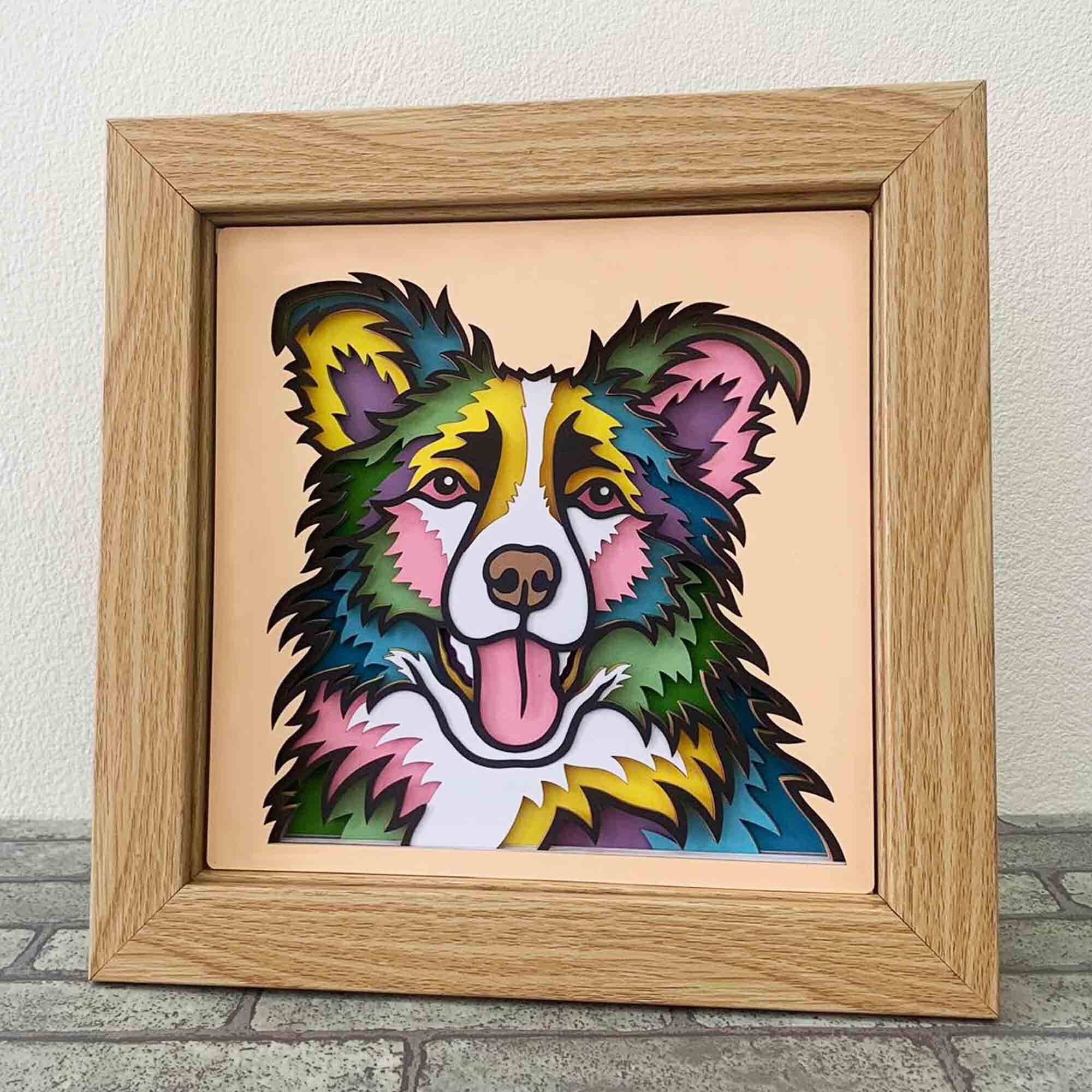 Colorful Dog Paintings Border Collie