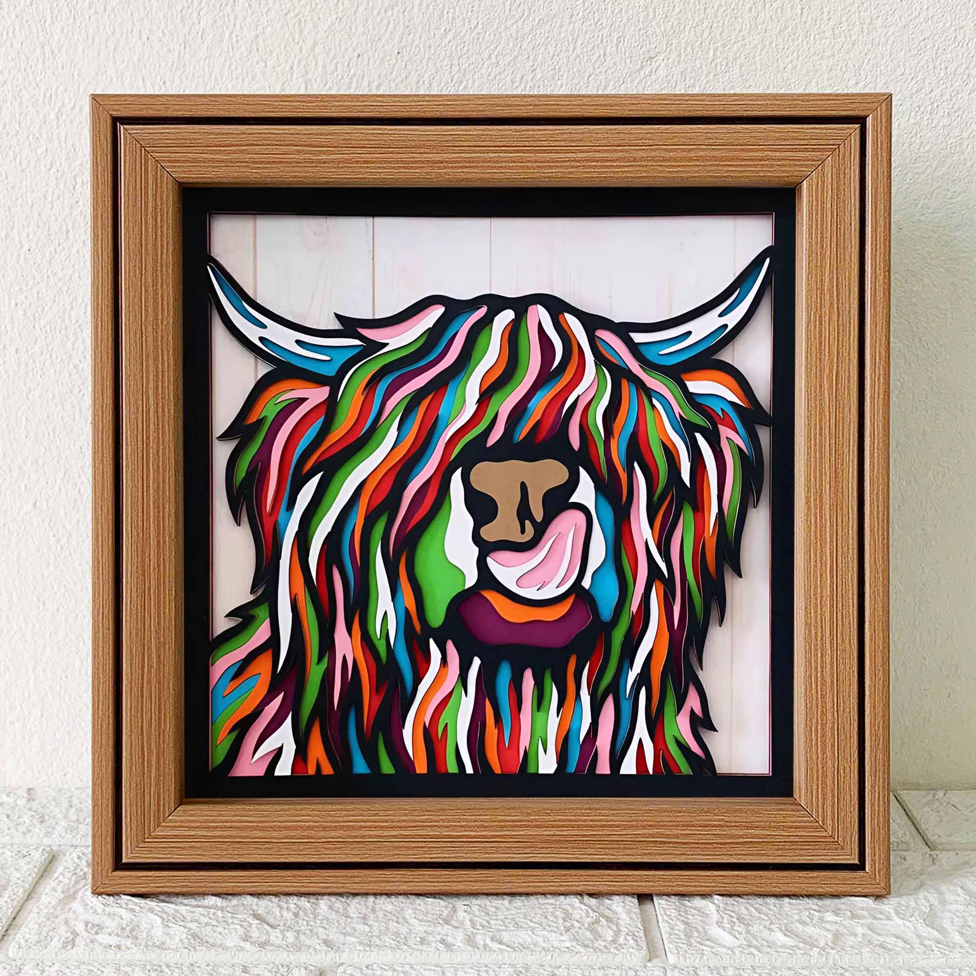 3D Layered Highland Cow SVG Bundle/ Colorful Cow Wall Art/ Multicolor ...