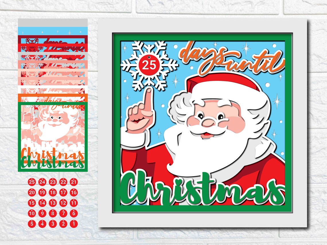 Christmas Countdown Shadow Box SVG/ 3D Santa Countdown to - Etsy