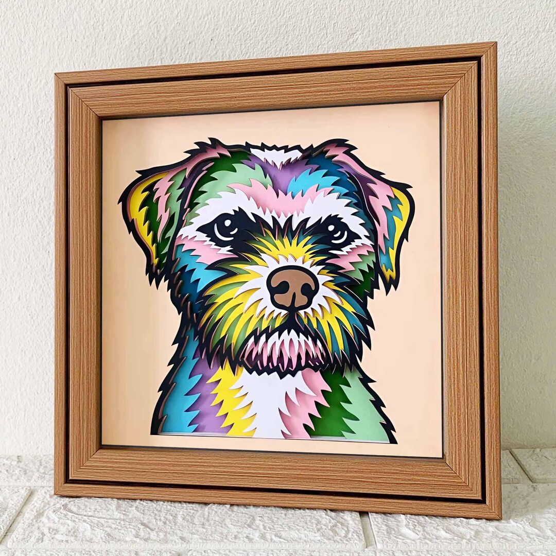 Border Terrier 3D Shadow Box SVG/ Colorful Dog Papercut Art/ Layer ...