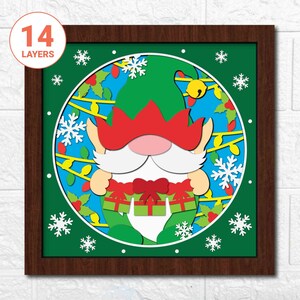 Christmas Elf Gnome 3D Shadow Box/ Elf Santa Gnome Christmas Layer SVG ...